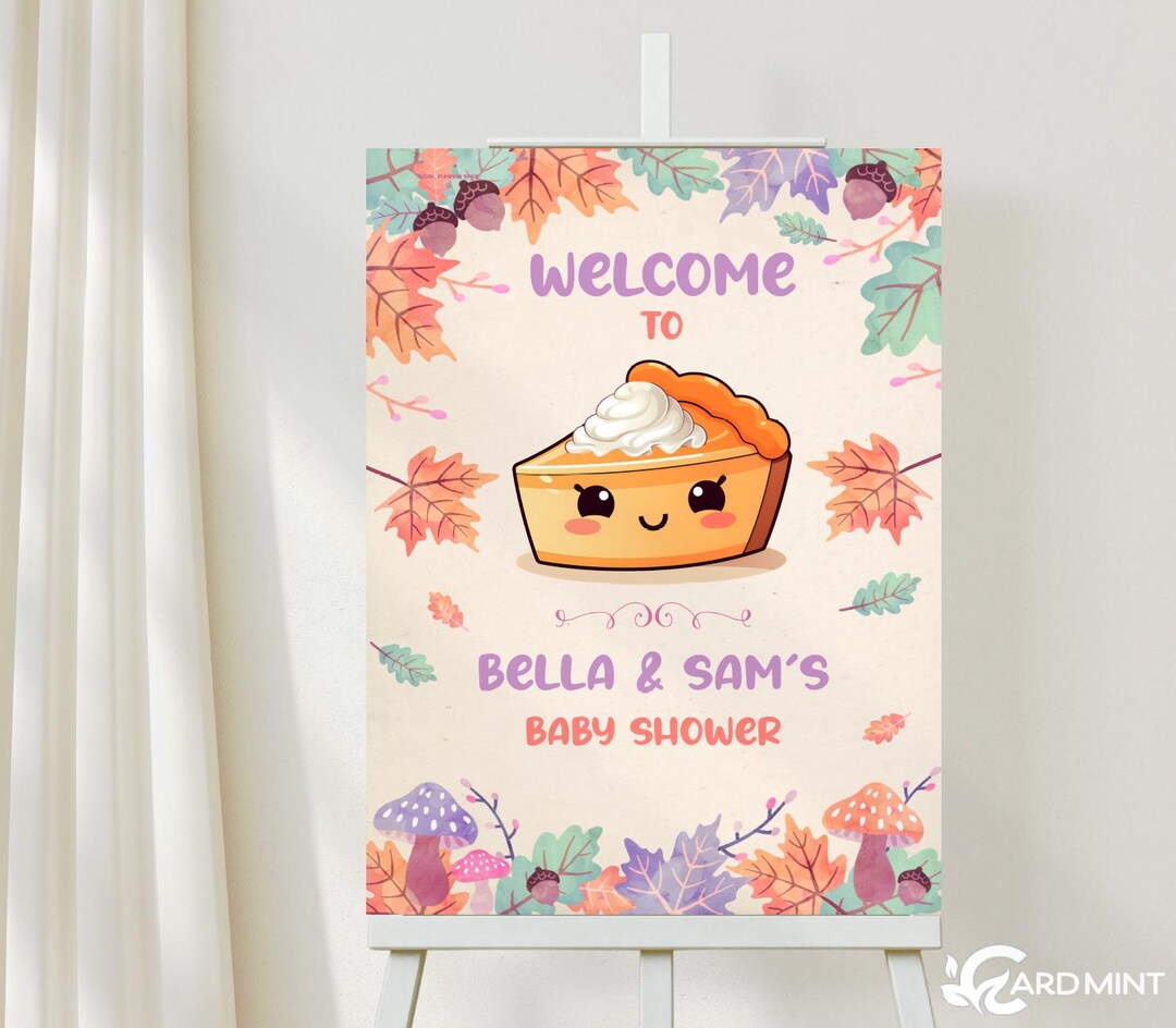 Editable Cutie Pie Welcome Fall Party Sign, Baby Shower Poster Autumn ...