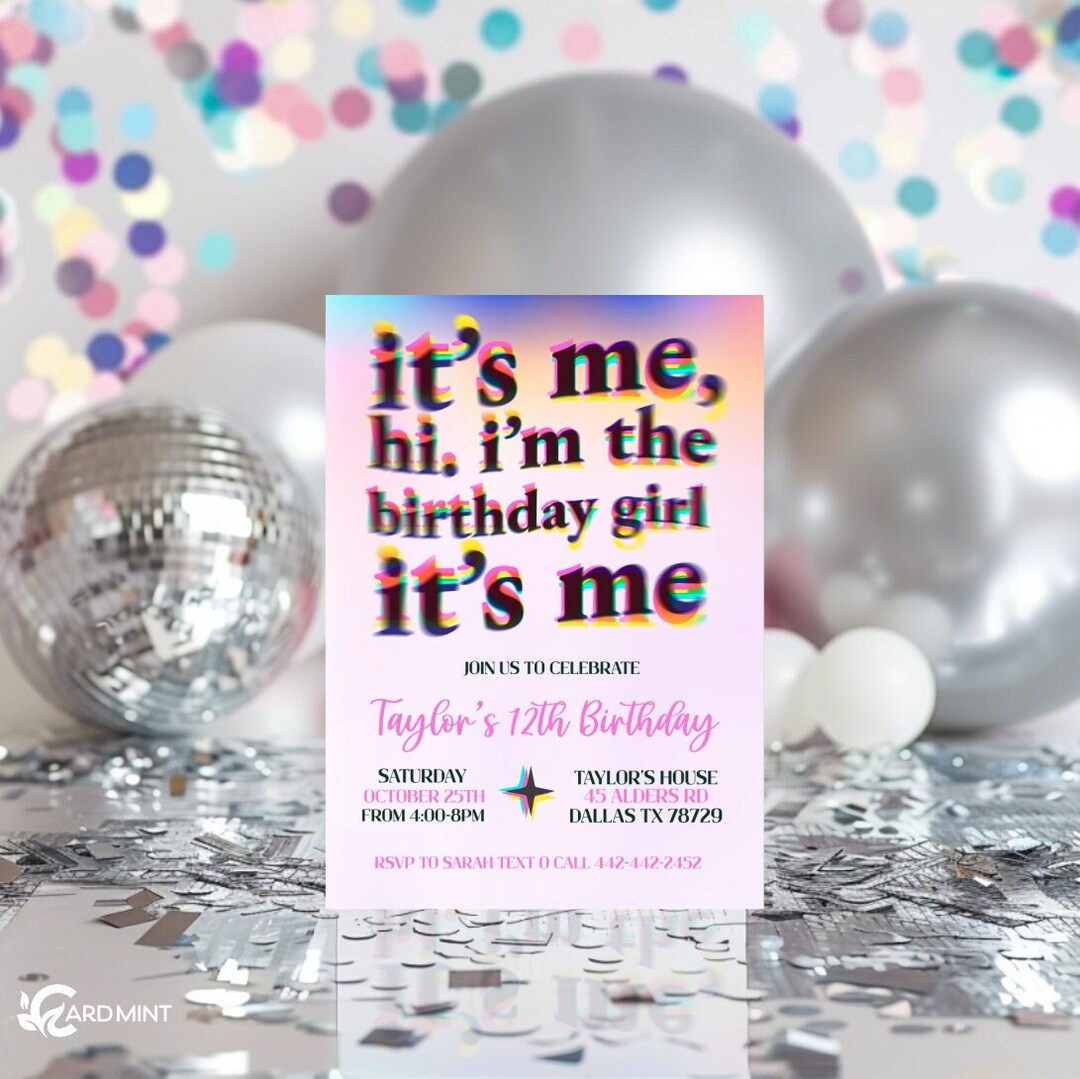Editable It's Me Hi I'm the Birthday Girl Birthday Party Invitations ...
