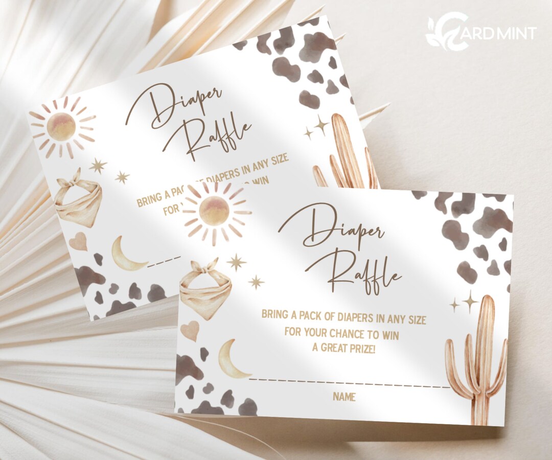 EDITABLE Cowboy Baby Shower Diaper Raffle Tickets, Baby Shower Game ...