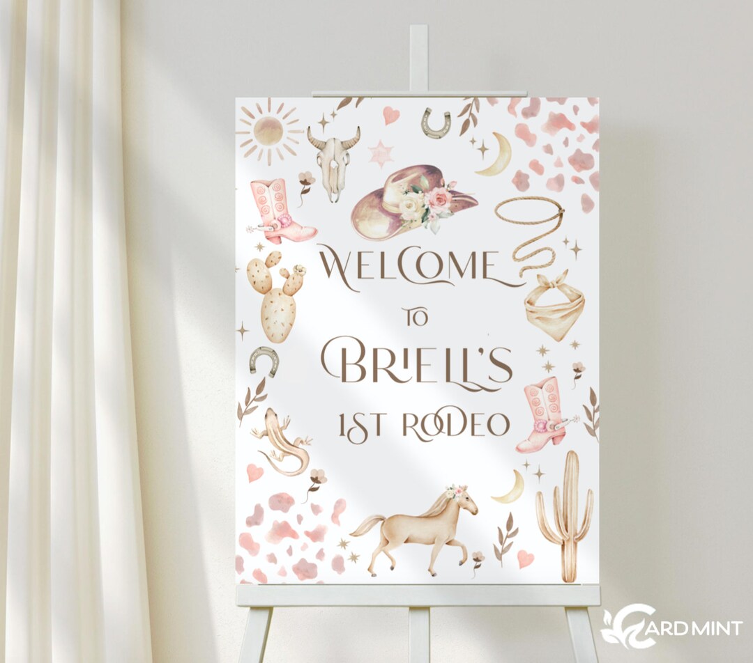 EDITABLE 1st Rodeo Birthday Welcome Sign, Rustic Southern Country ...