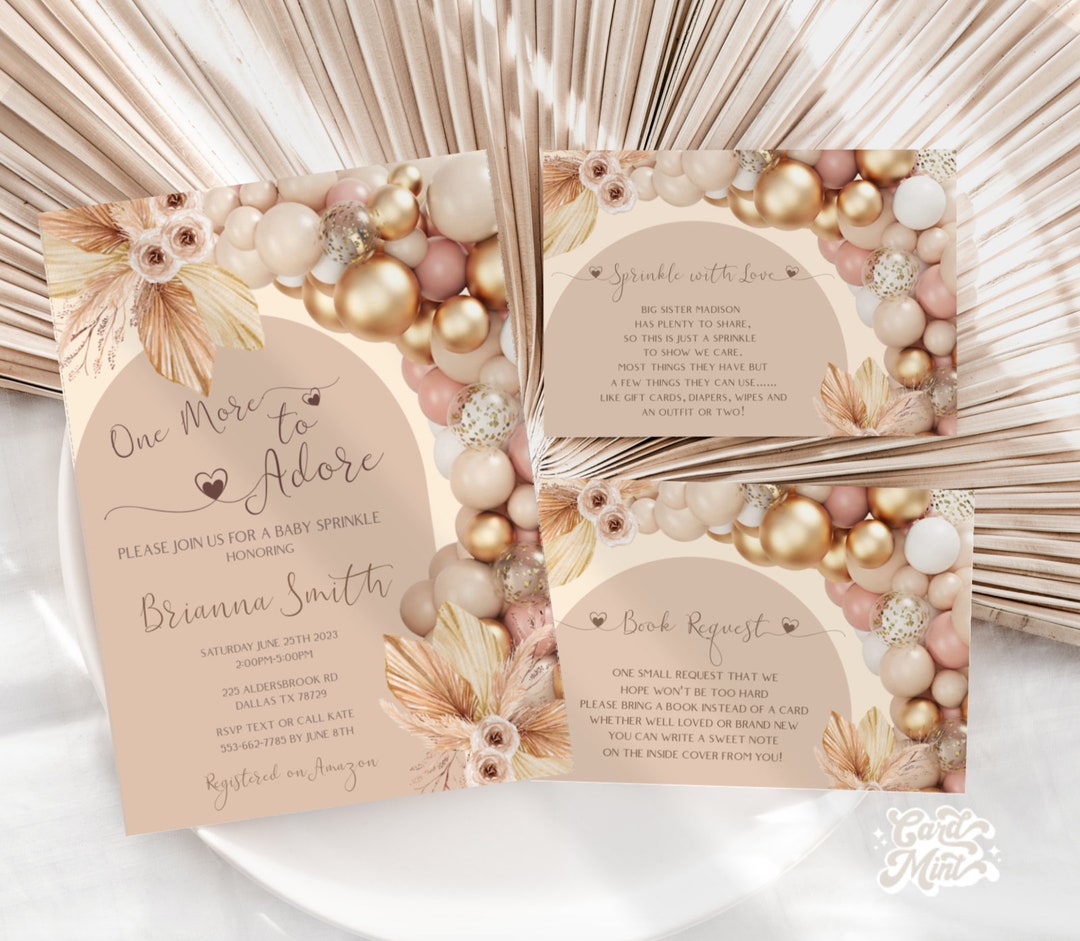 EDITABLE One More to Adore Invitation SET, Baby Sprinkle, Pink and Gold ...
