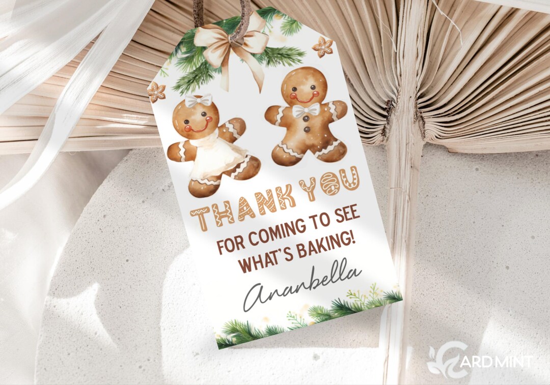 EDITABLE Thank You Tags, Holiday Gingerbread Favor Tags, Gender Reveal ...