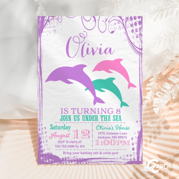 Dolphin Party Invitations - Etsy
