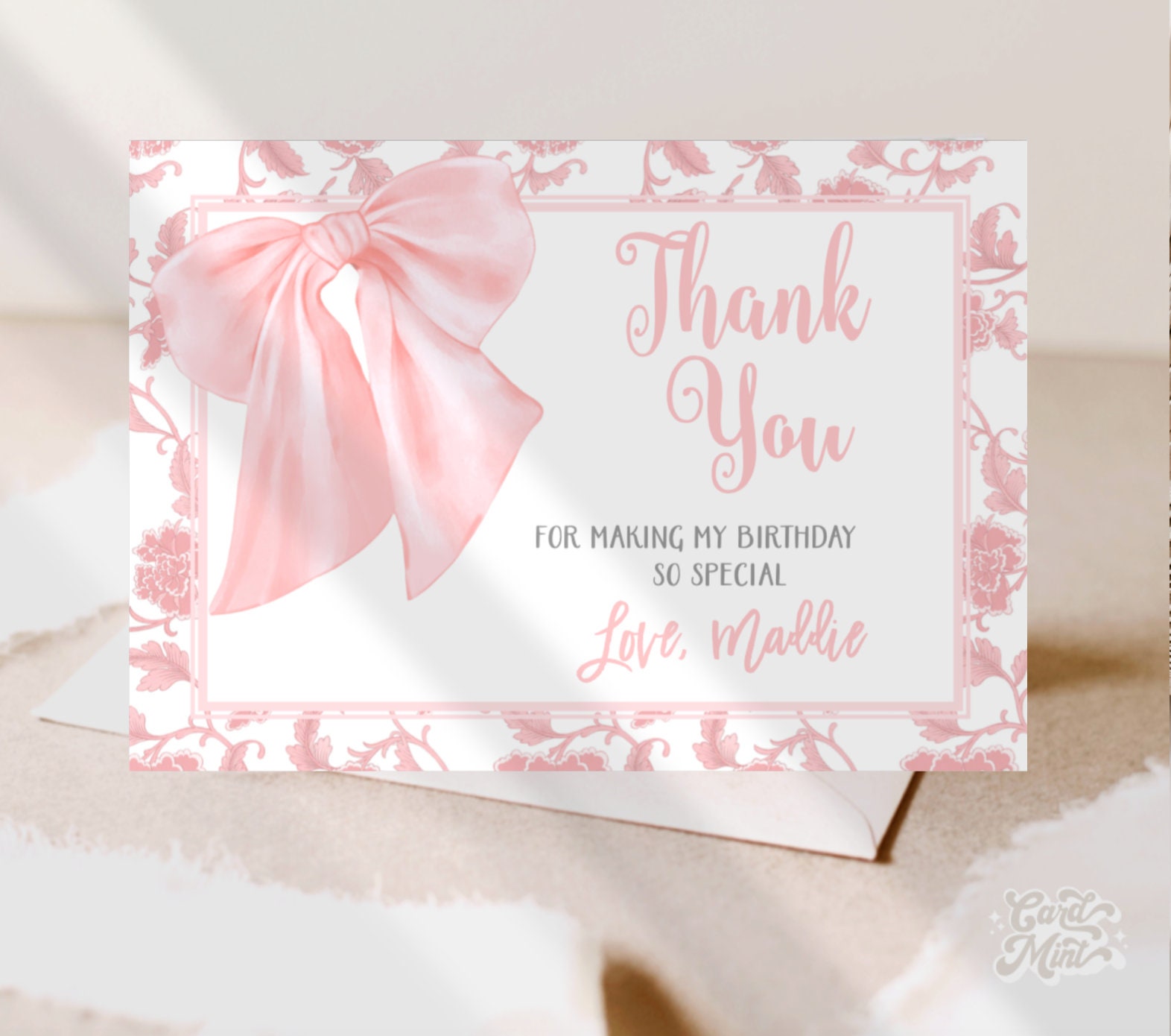 Pink Ribbon Bow Border