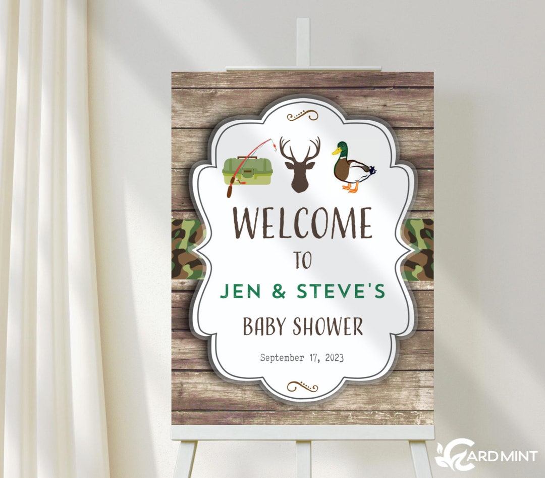EDITABLE Fishing Welcome Sign Baby Shower Poster Bucks and Ducks ...
