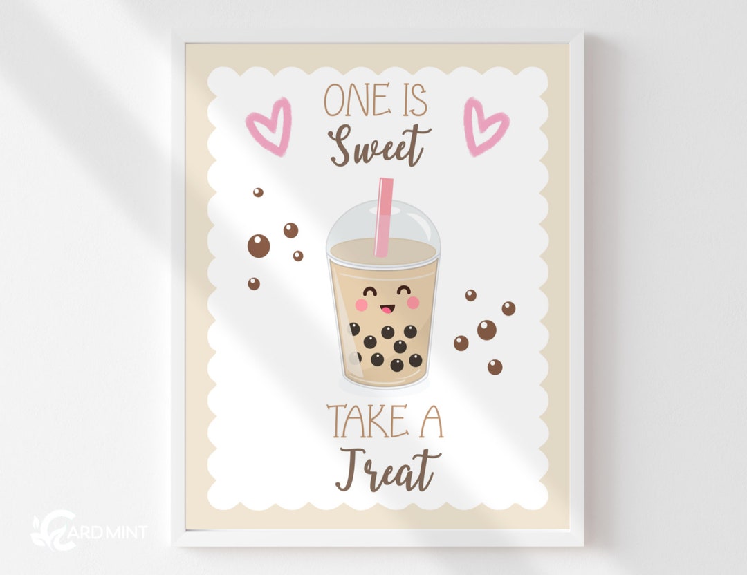 EDITABLE Bubble Tea Table Sign, Party Girl Birthday or Baby Shower ...