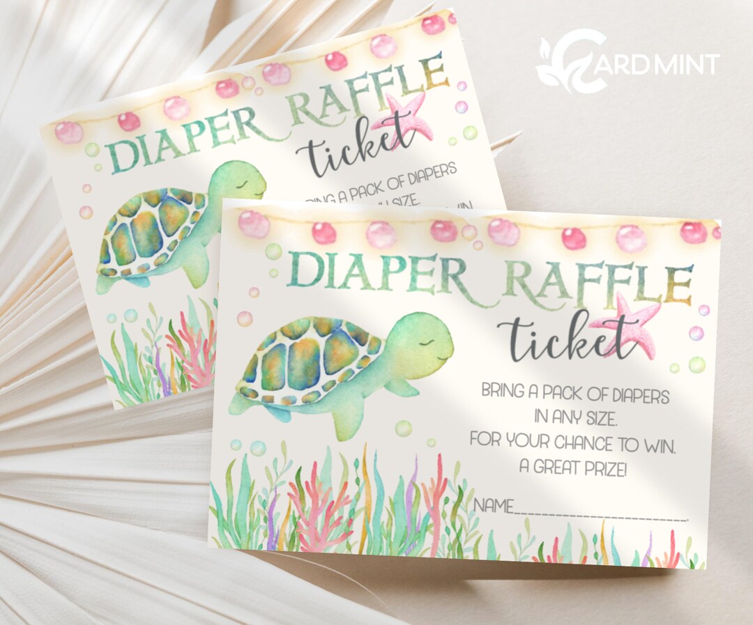 Editable Sea Turtle Diaper Raffle Tickets Baby Shower Game - Etsy