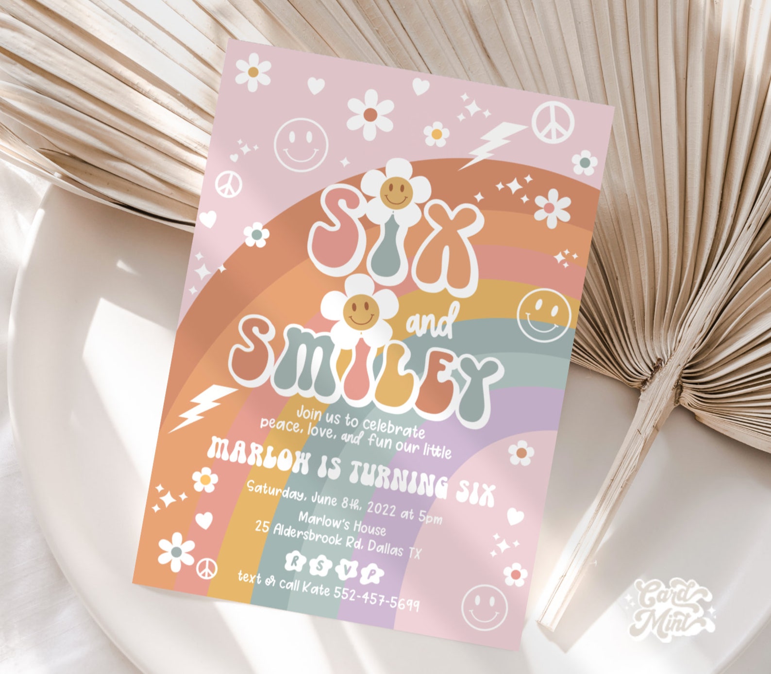 EDITABLE Groovy Six Birthday Party Invitations Six and - Etsy