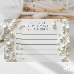 Pearls Bridal Shower Pearls of Wisdom Sign and Cards, Bachelorette ...
