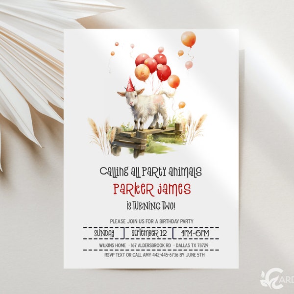 Goat Party Invitations - Etsy