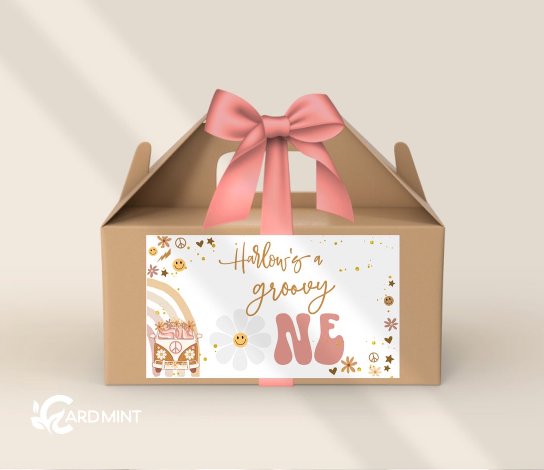 EDITABLE Gable Box Labels, Birthday Groovy Birthday Party Thank You ...