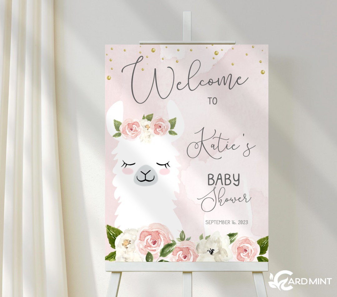 Editable Welcome Llama Party Sign, Baby Shower Poster, Digital Self ...