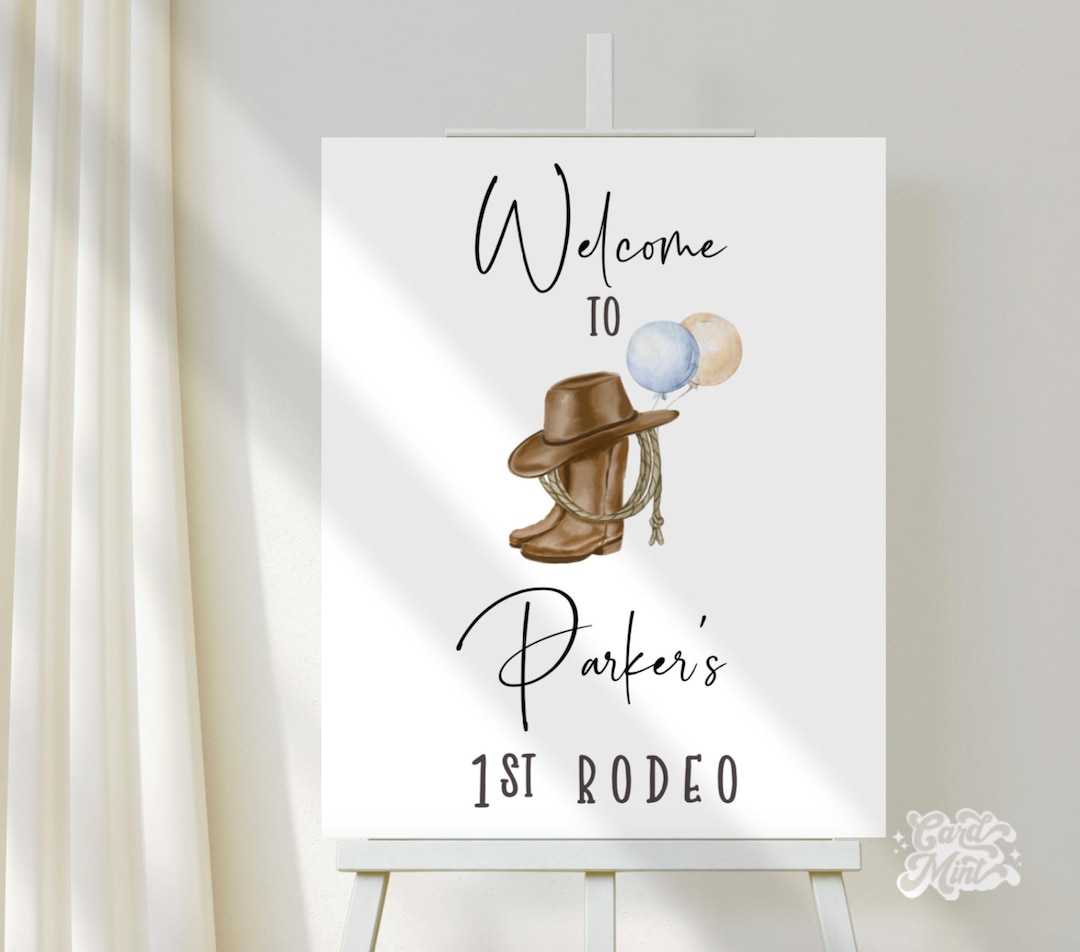 EDITABLE 1st Rodeo Birthday Welcome Sign, Rustic Southern Country ...