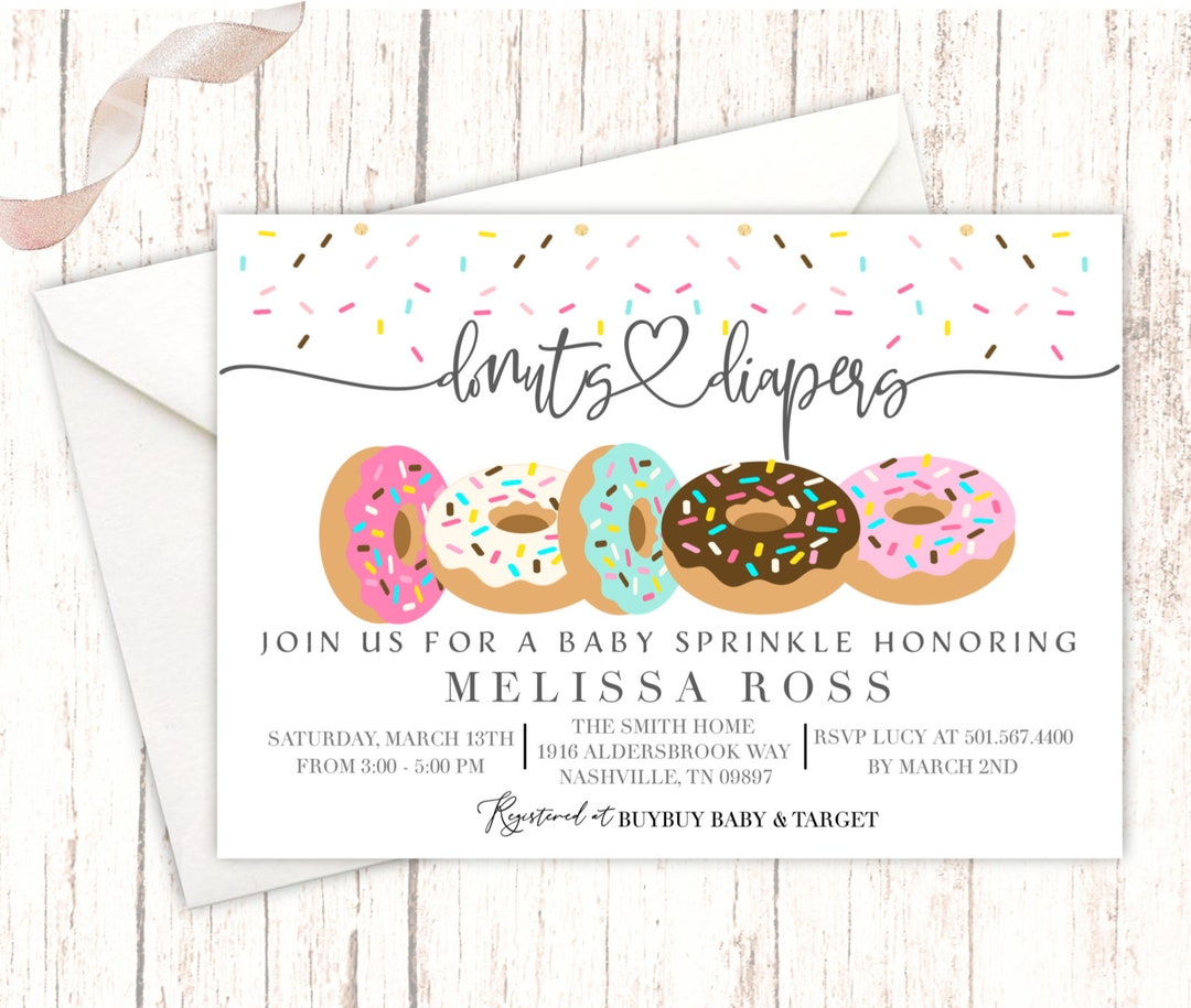 EDITABLE Donuts and Diapers, Baby Sprinkle Invitations, Doughnut Baby ...