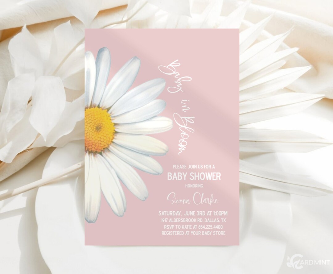 EDITABLE Daisy Baby Shower Invitations, Baby in Bloom Floral Invite ...