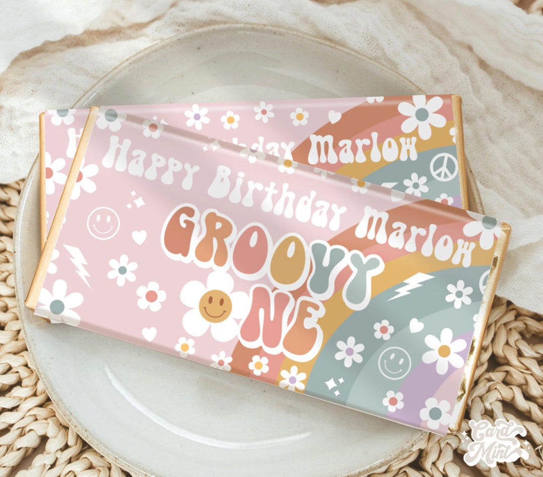 Groovy One Chocolate Bar Wrappers, Party Favors, Birthday Favor Treats ...