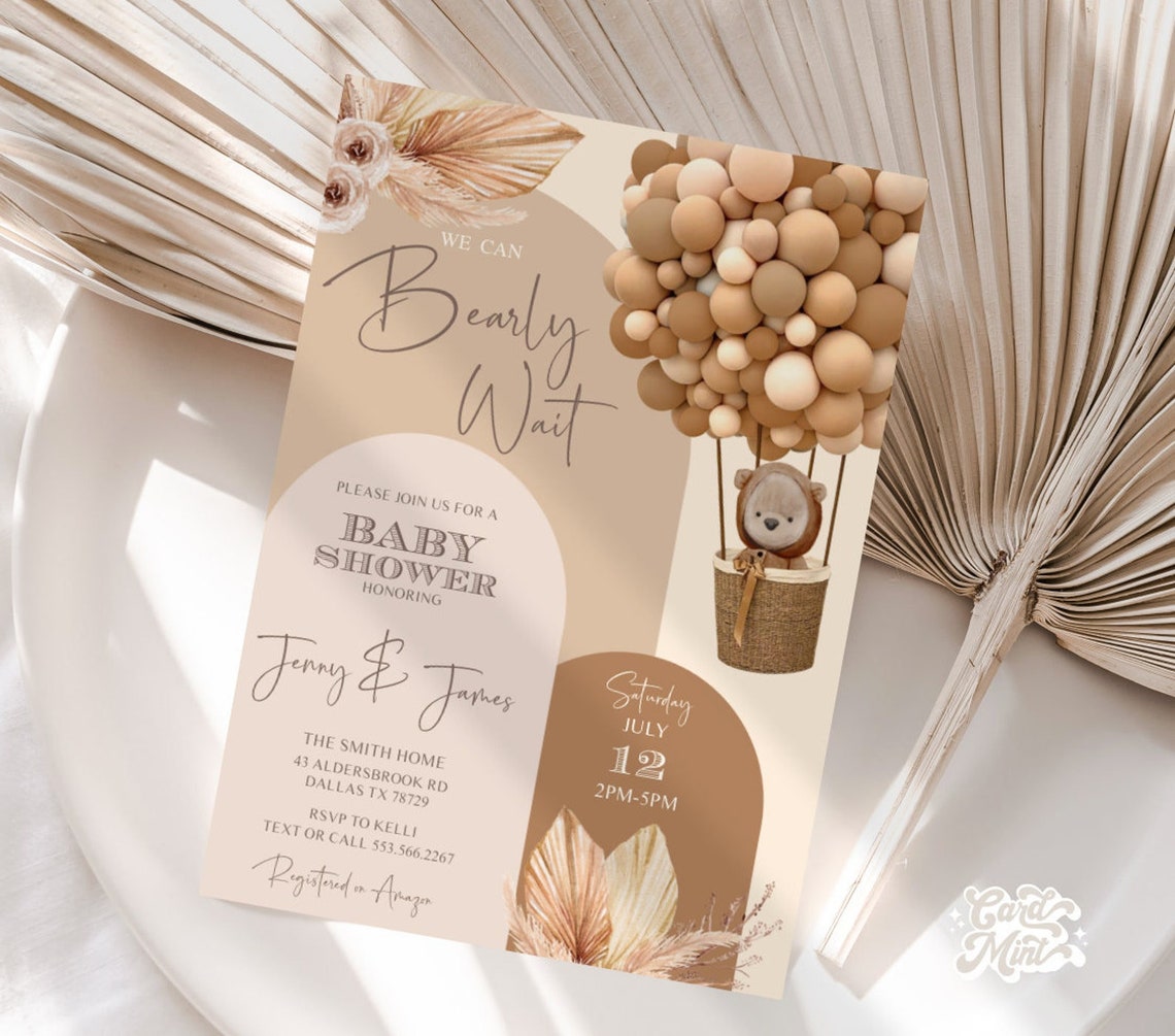 Editable Welcome Brown Bear Party Sign Sign Hot Air Balloon - Etsy