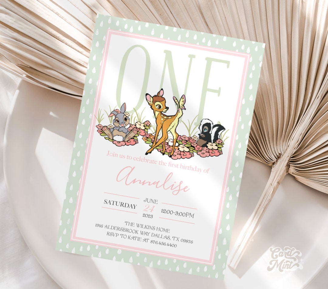 EDITABLE Bambi First Birthday Invitation Forest Animals Deer - Etsy