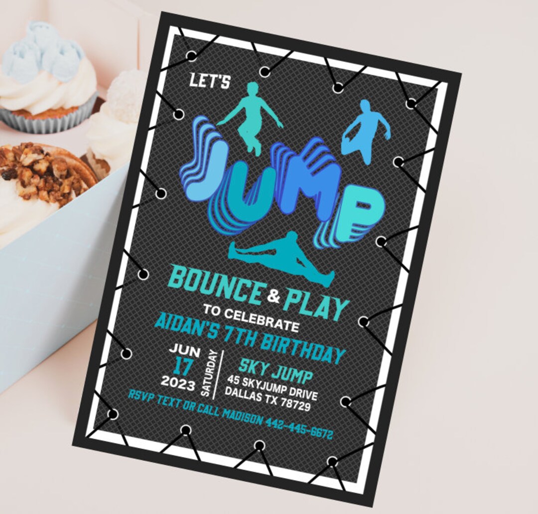 EDITABLE Trampoline Park Jump Birthday Party Invitation, E Vite Friends ...