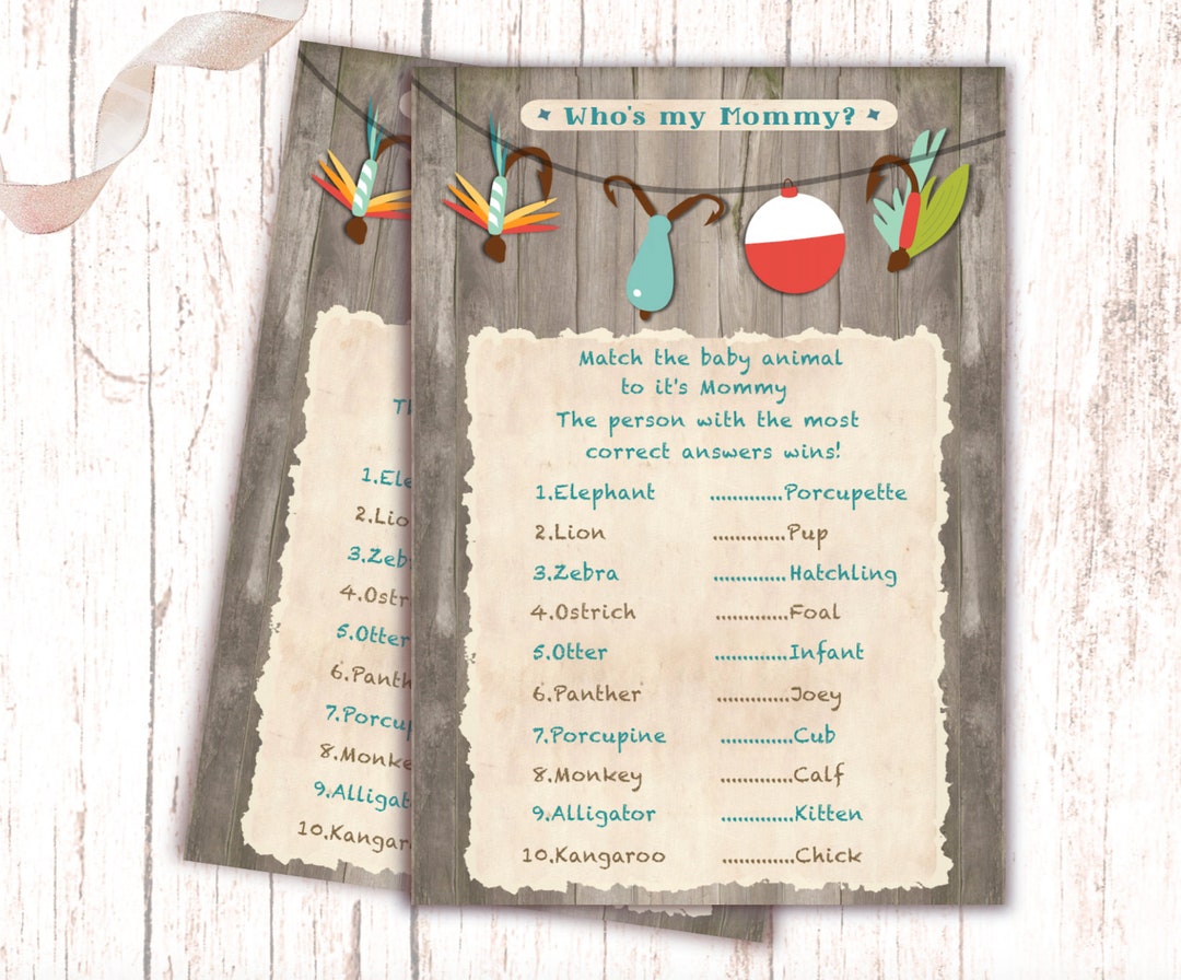 Who's My Mommy Baby Shower Game Cards, Fishing Party, Baby Shower ...