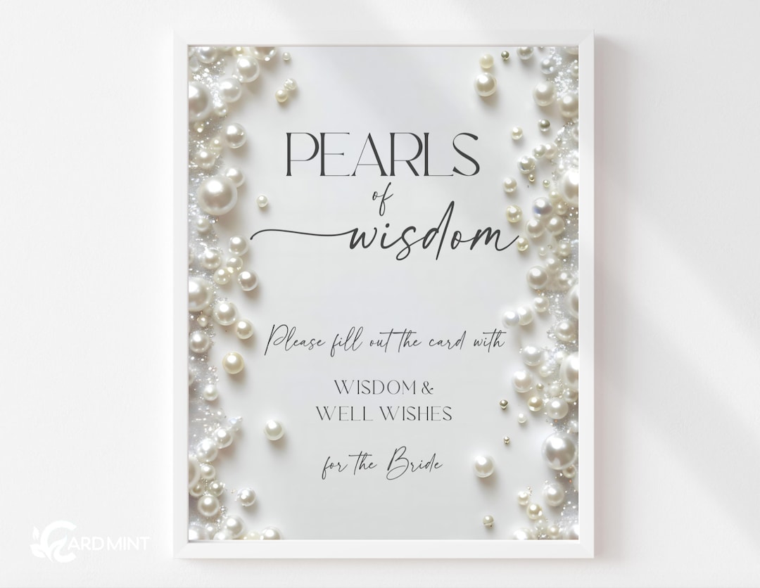 Pearls Bridal Shower Pearls of Wisdom Sign and Cards, Bachelorette ...