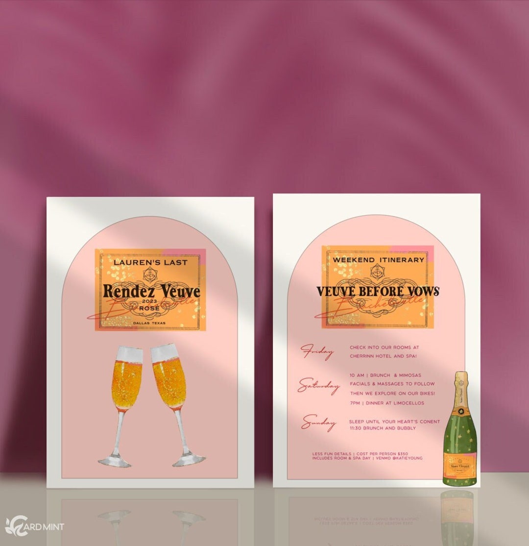 EDITABLE Bachelorette Invitation Bridal Shower Spa Trendy Weekend Wine ...