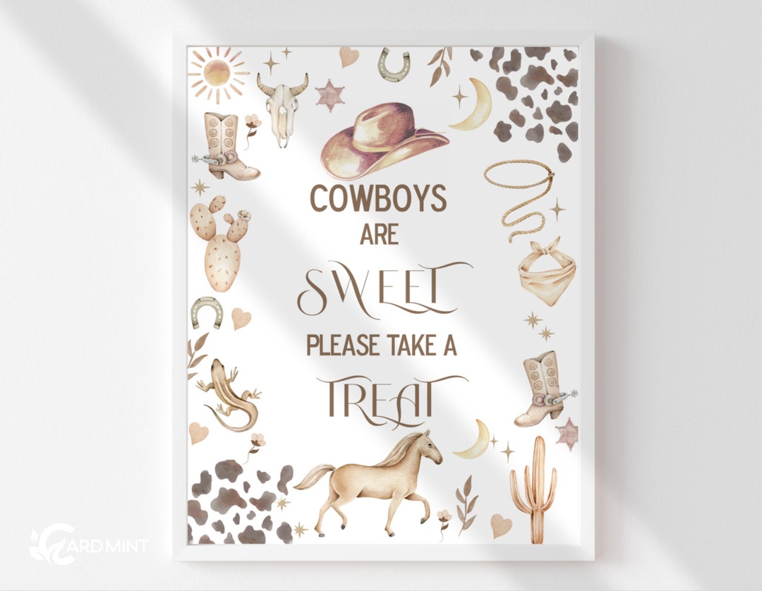 Cowboy Party Sign, Sweet Treat Favor Sign, Birthday Sign, Party Table ...