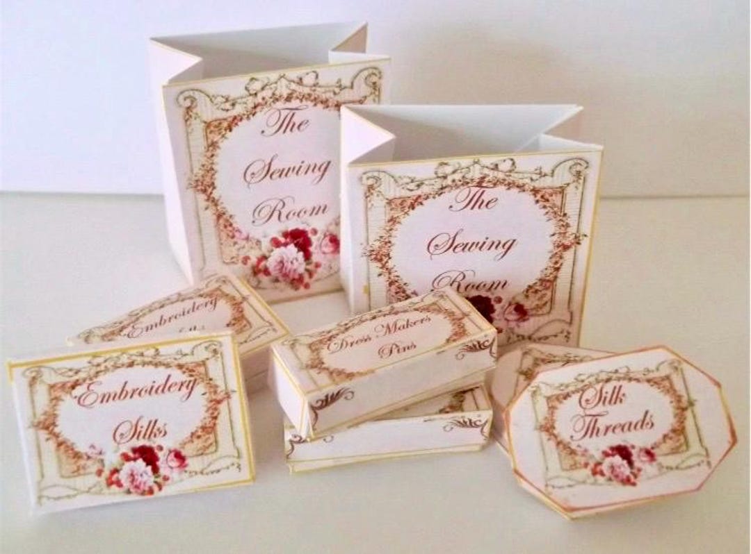 1:12th Scale Miniature Digital Download Haberdashery Bags & Boxes - Etsy