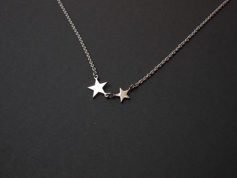 LITTLE 2 STAR NECKLACE Silver Star Necklace Free Shipping - Etsy