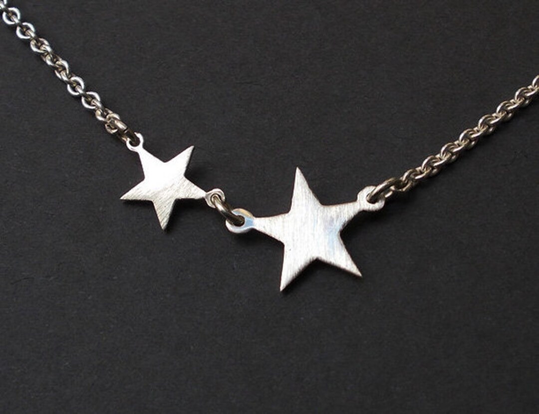 LITTLE 2 STAR NECKLACE, Silver Star Necklace, Free Shipping, Initial ...