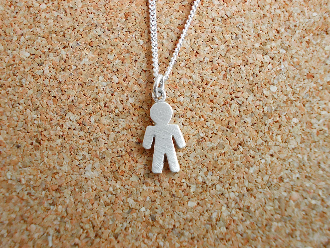 Personalized Boy Necklace, Sterling Silver Tiny Boy Charm Pendant ...