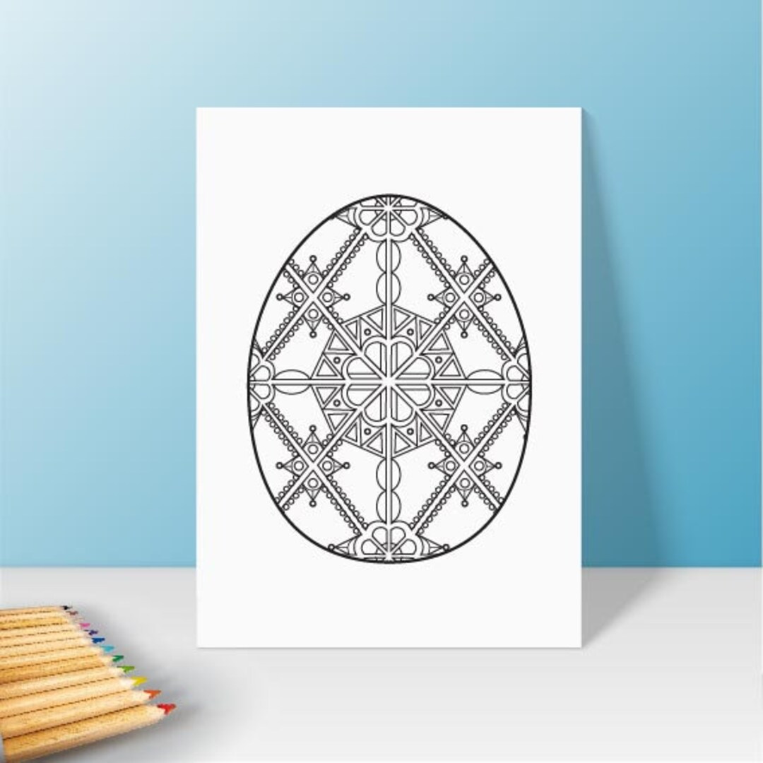 5 Pack Easter Pysanky Egg Adult Child Coloring Craft Pages 1 DIGITAL ...