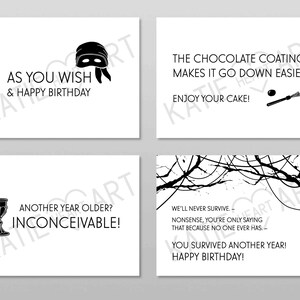 Princess Bride Set of 4 Happy Birthday Cards DIGITAL DOWNLOAD - Etsy