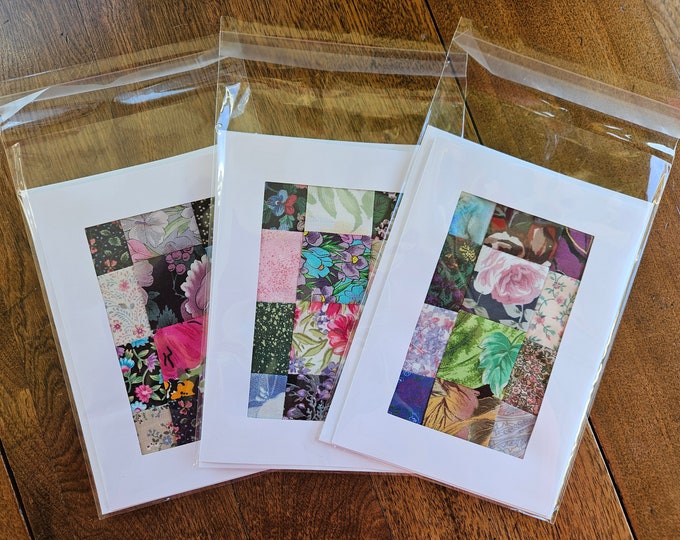 Patchwork Fabric Cards (set of 4) - Etsy