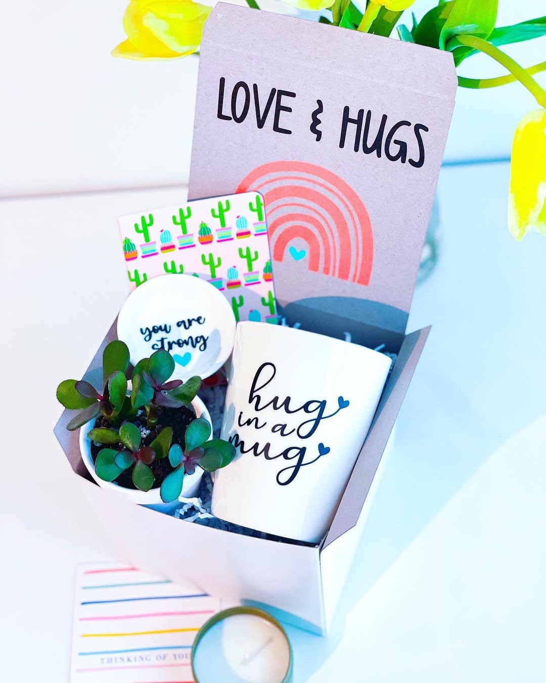 Sending You Love & Hugs Succulent Gift Box Thinking of You Hug in a Mug ...