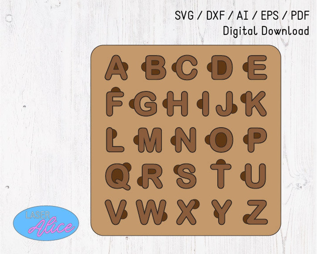 Alphabet Puzzle - Children Learning - Montessori - Laser Cut File ...