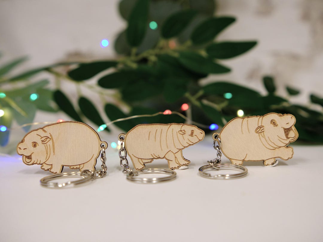 Moo Deng - Baby Pigmy Hippo - Set of 3 Keyrings - Etsy