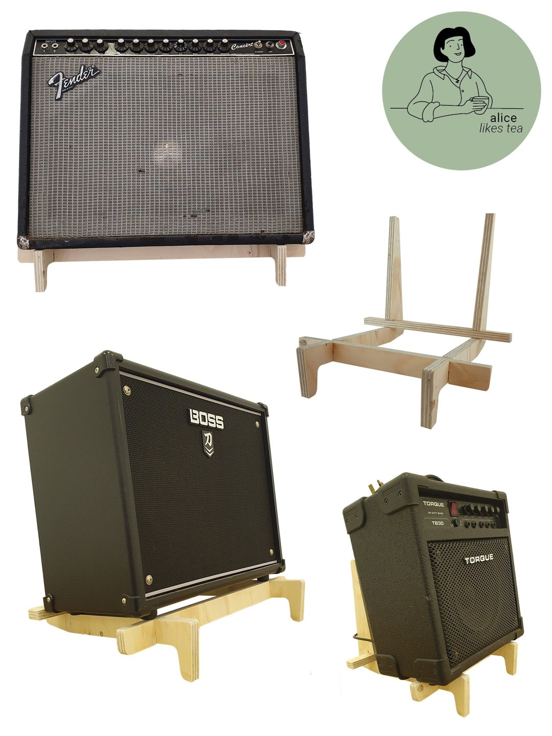 Wooden Guitar Amp Stand | Portable Amp Stand | Tilted Speaker Stand ...