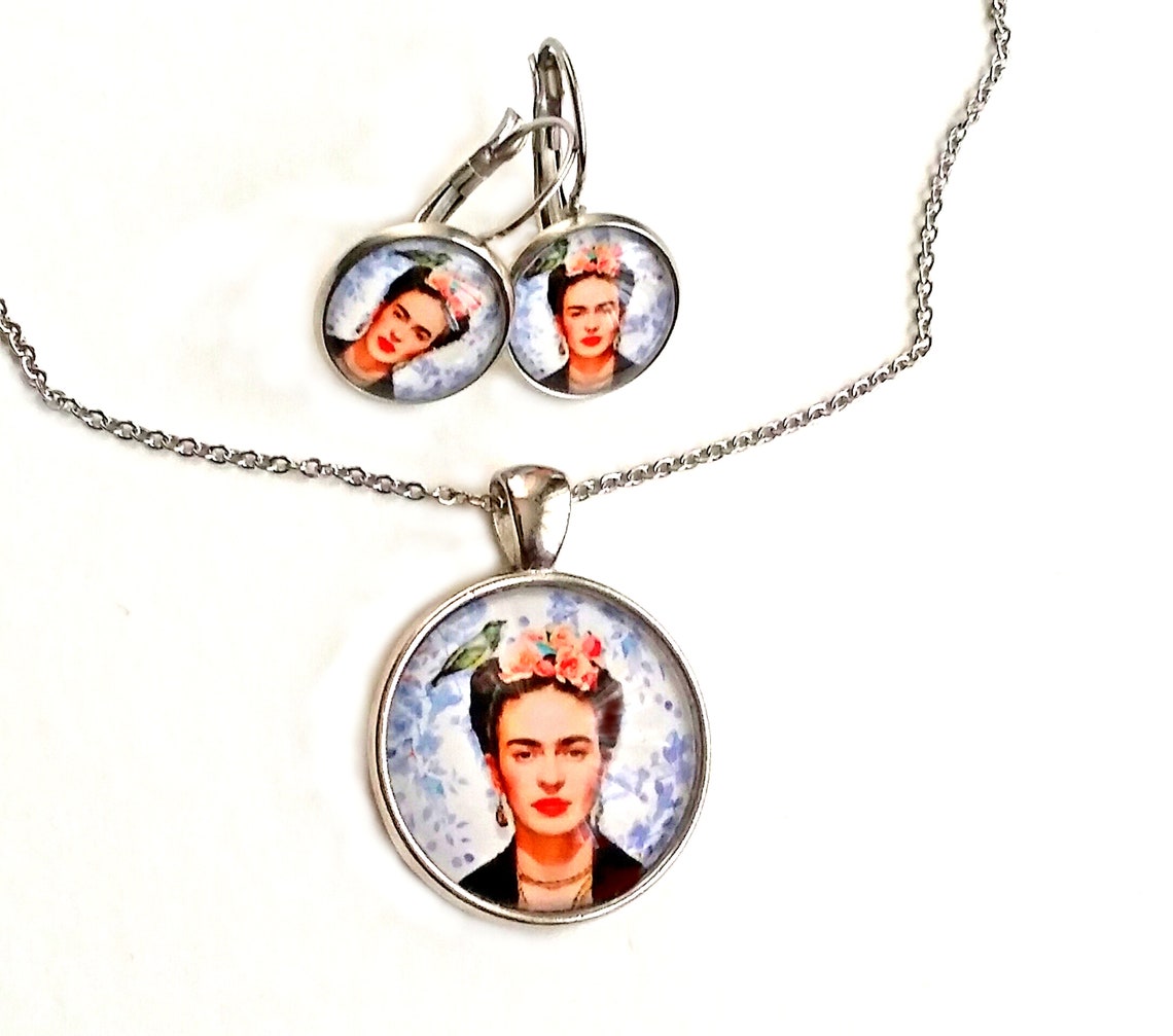 Frida Kahlo Jewelry Set Frida Pendant and Earrings Gift for | Etsy