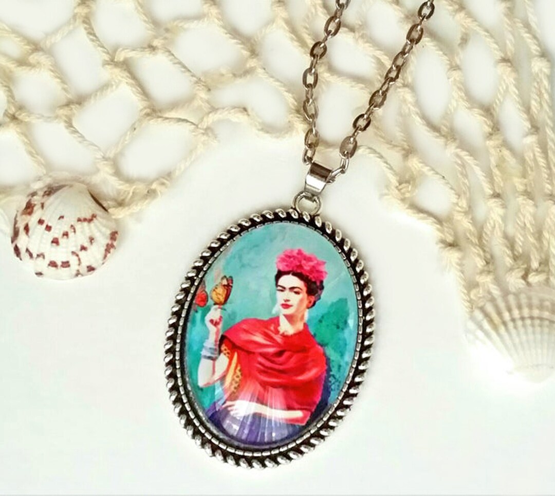 Long Frida Kahlo Necklace, Large Frida Pendant, Jewelry With Frida ...