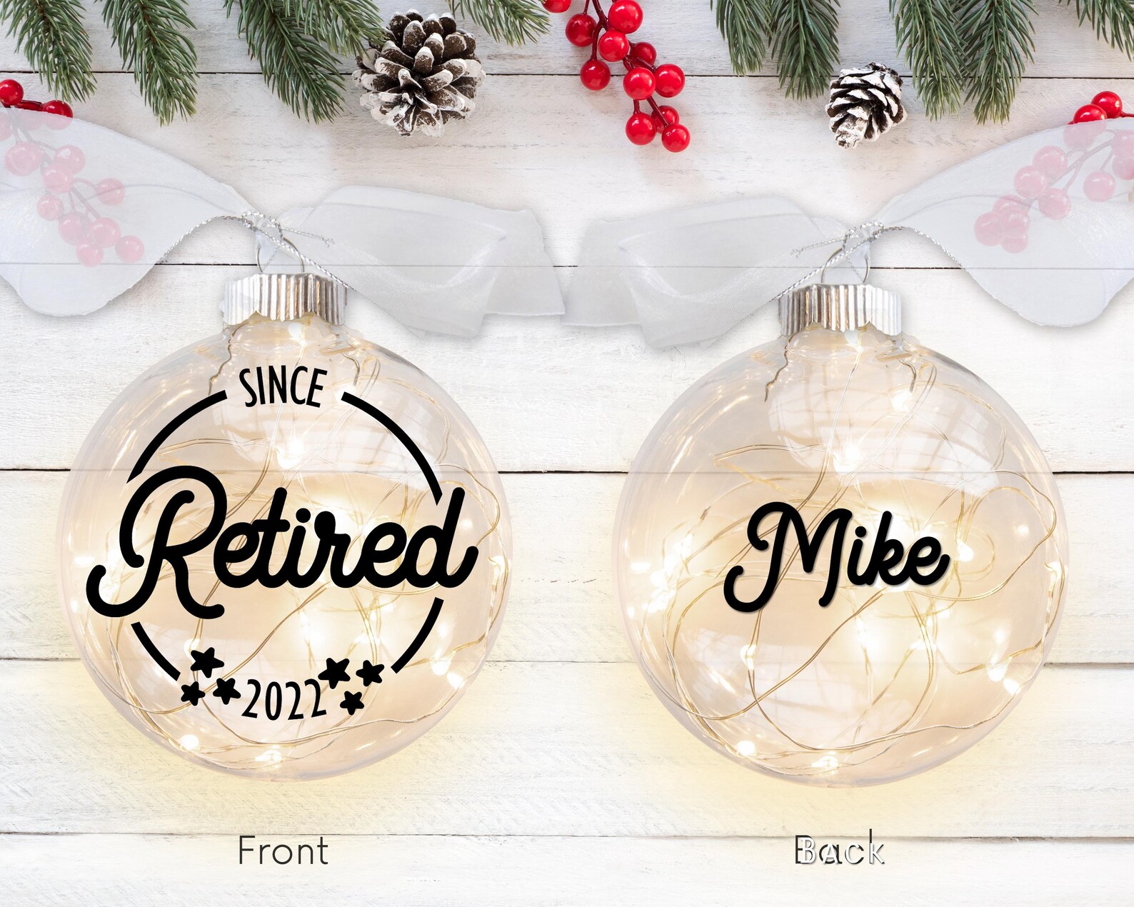 Retirement Lighted Christmas Ornament Personalized Retired - Etsy