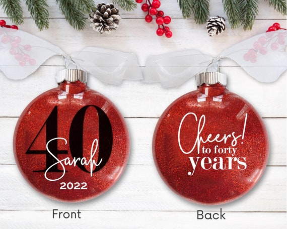 40th Birthday Personalized Christmas Ornament Cheers to - Etsy