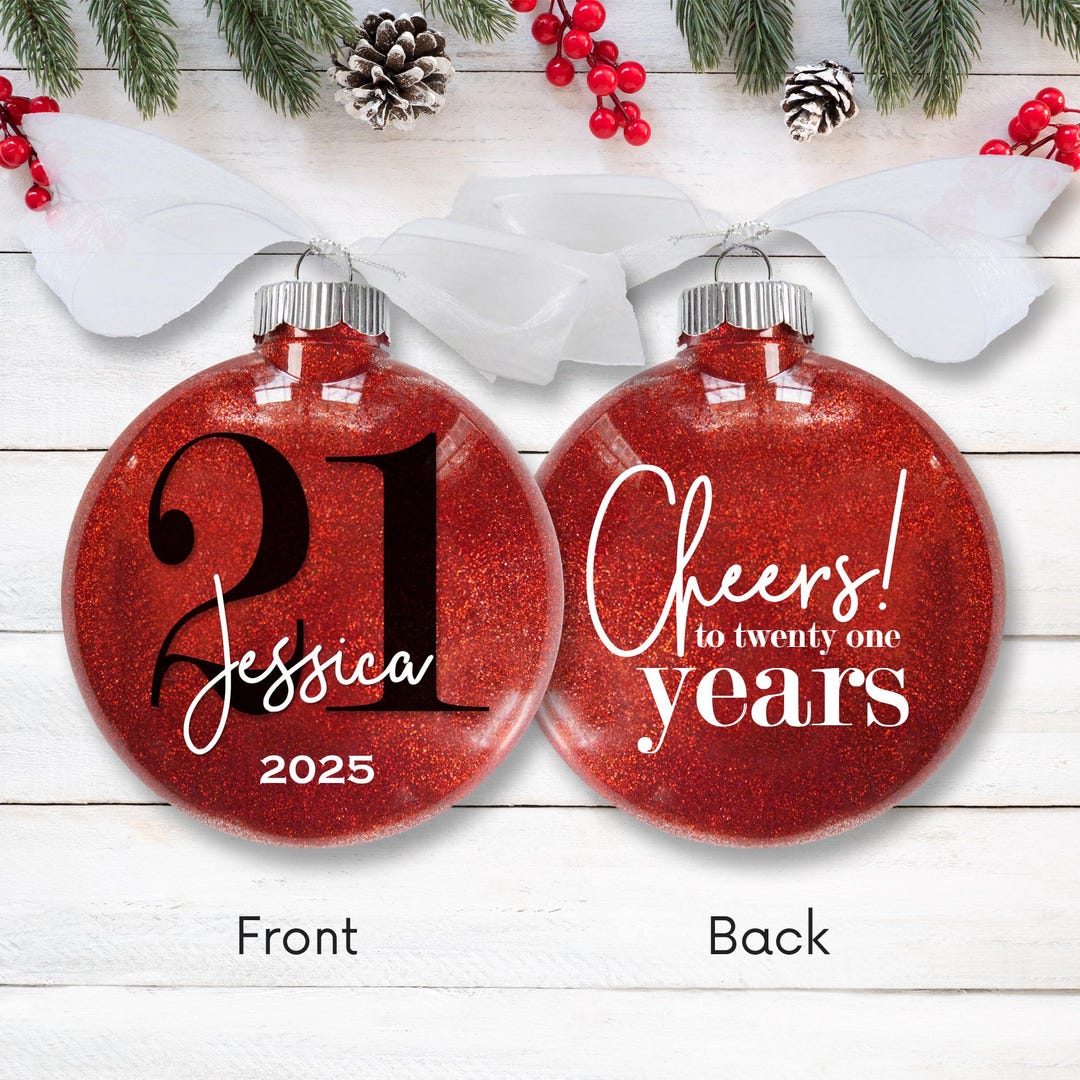 21st Birthday Personalized Christmas Ornament – Cheers to Twenty One ...