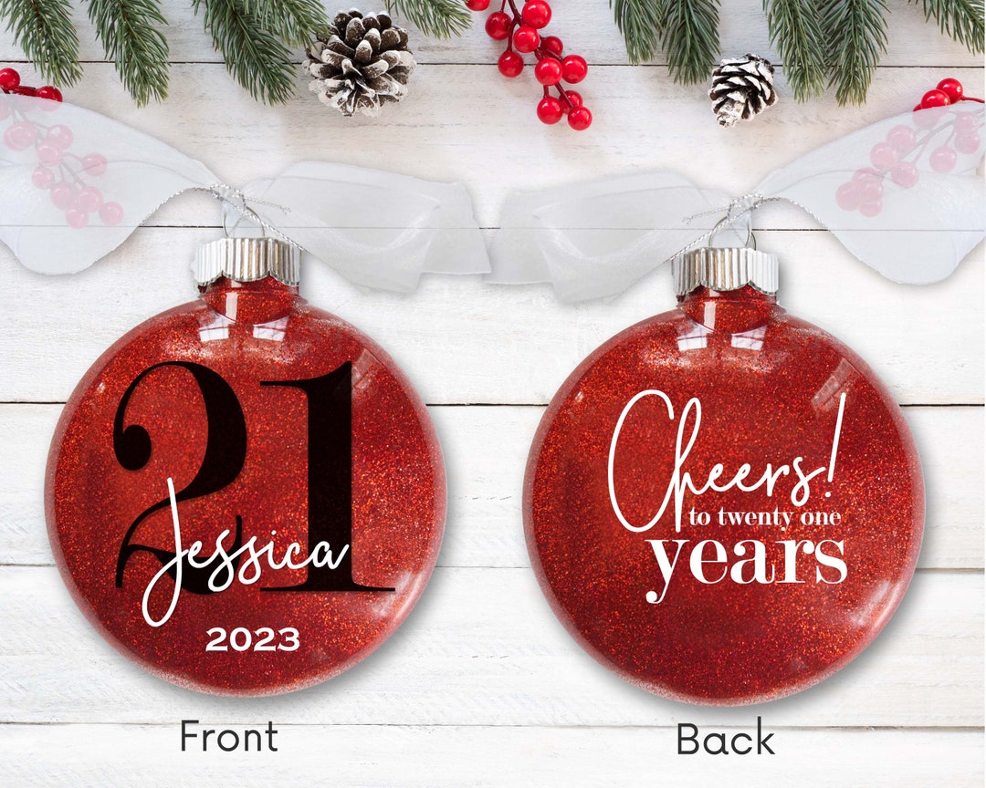 21st Birthday Personalized Christmas Ornament Cheers to Twenty One ...