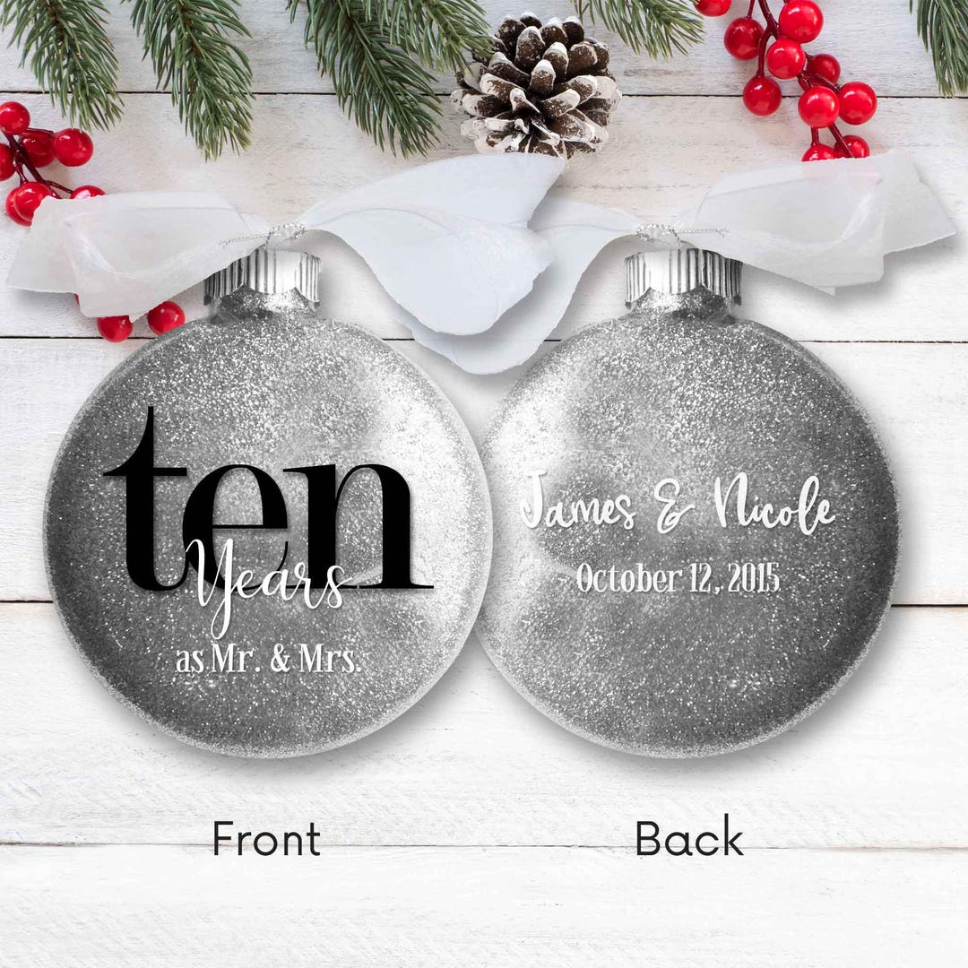 10 Year Tin Color Anniversary Ornament - Personalized 10th Wedding ...