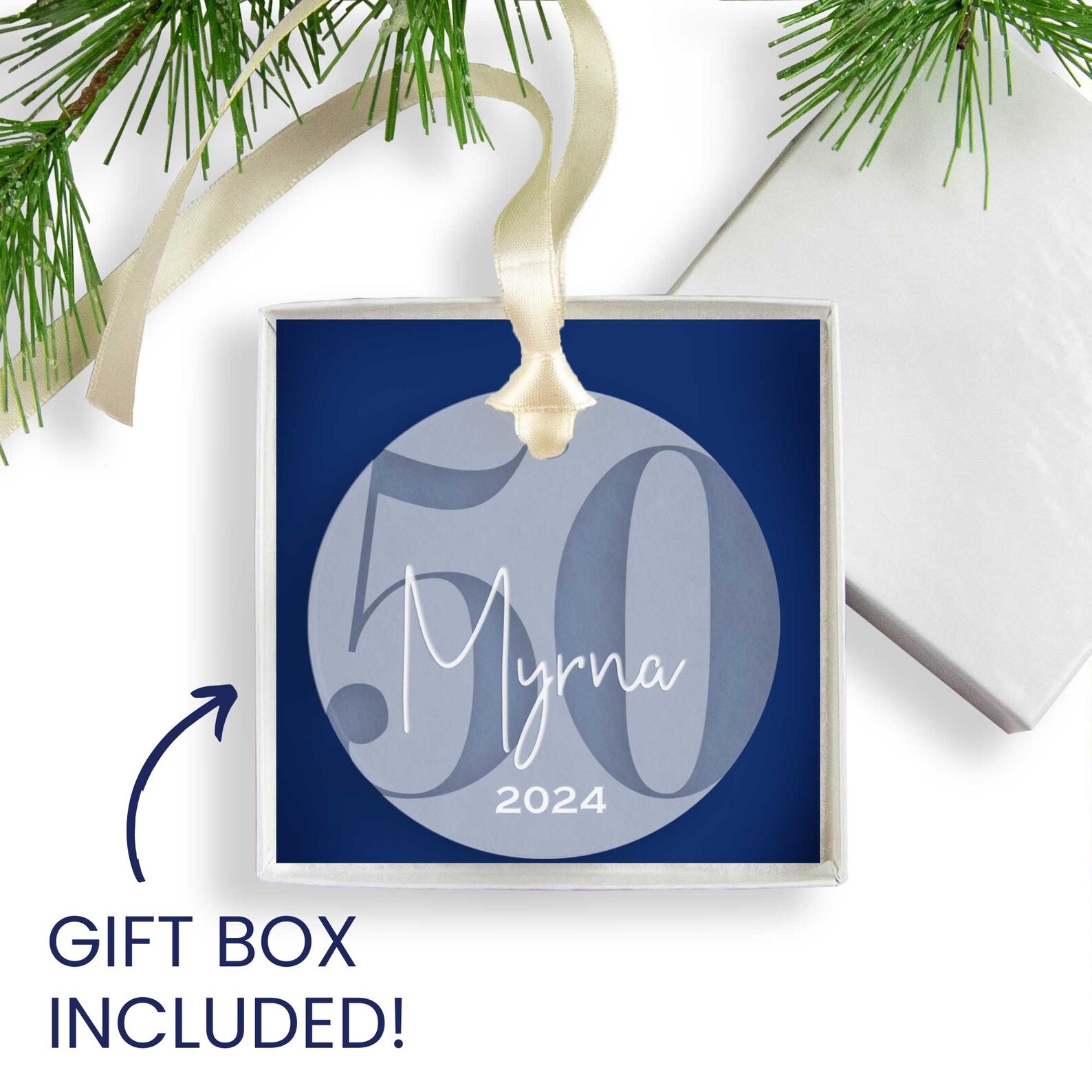 50th Birthday Christmas Ornament – Personalized Laser Engraved Acrylic ...
