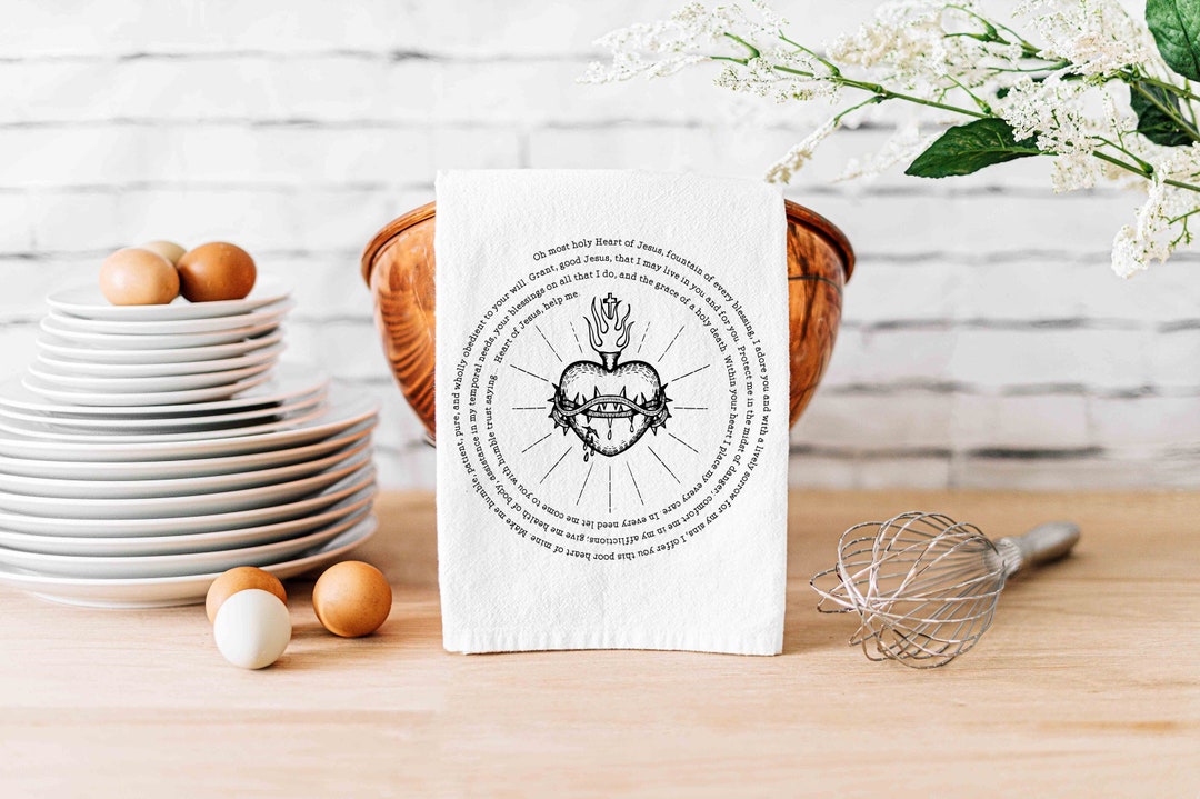 Sacred Heart of Jesus Kitchen Towel: Catholic Home Gift - Etsy
