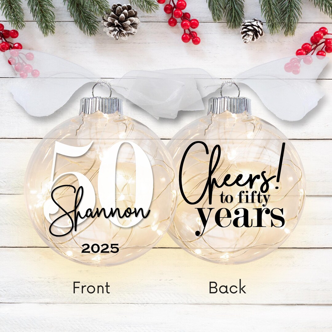 50th Birthday Lighted Christmas Ornament – Cheers to Fifty Years ...