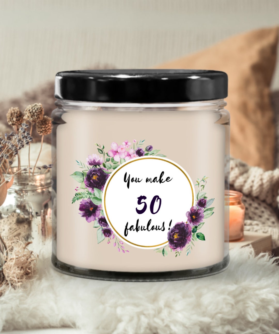 50th Birthday Candle, You Make 50 Fabulous, Candle for Friend or Family ...
