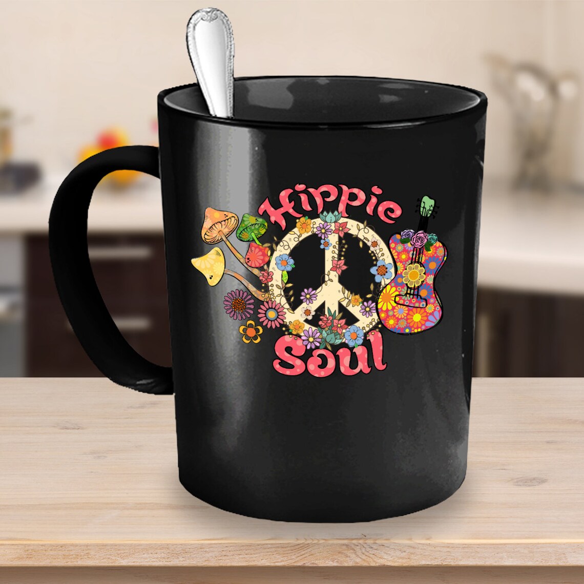 Hippie Coffee Mug, Hippie Soul Mug, Vintage Style Mug, Peace Coffee Mug ...